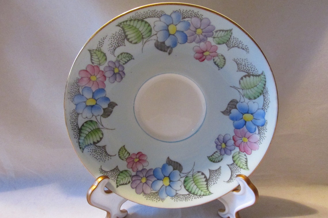 Vintage Foley English Bone China Cup & Saucer, 1930s - Pink and Blue ...