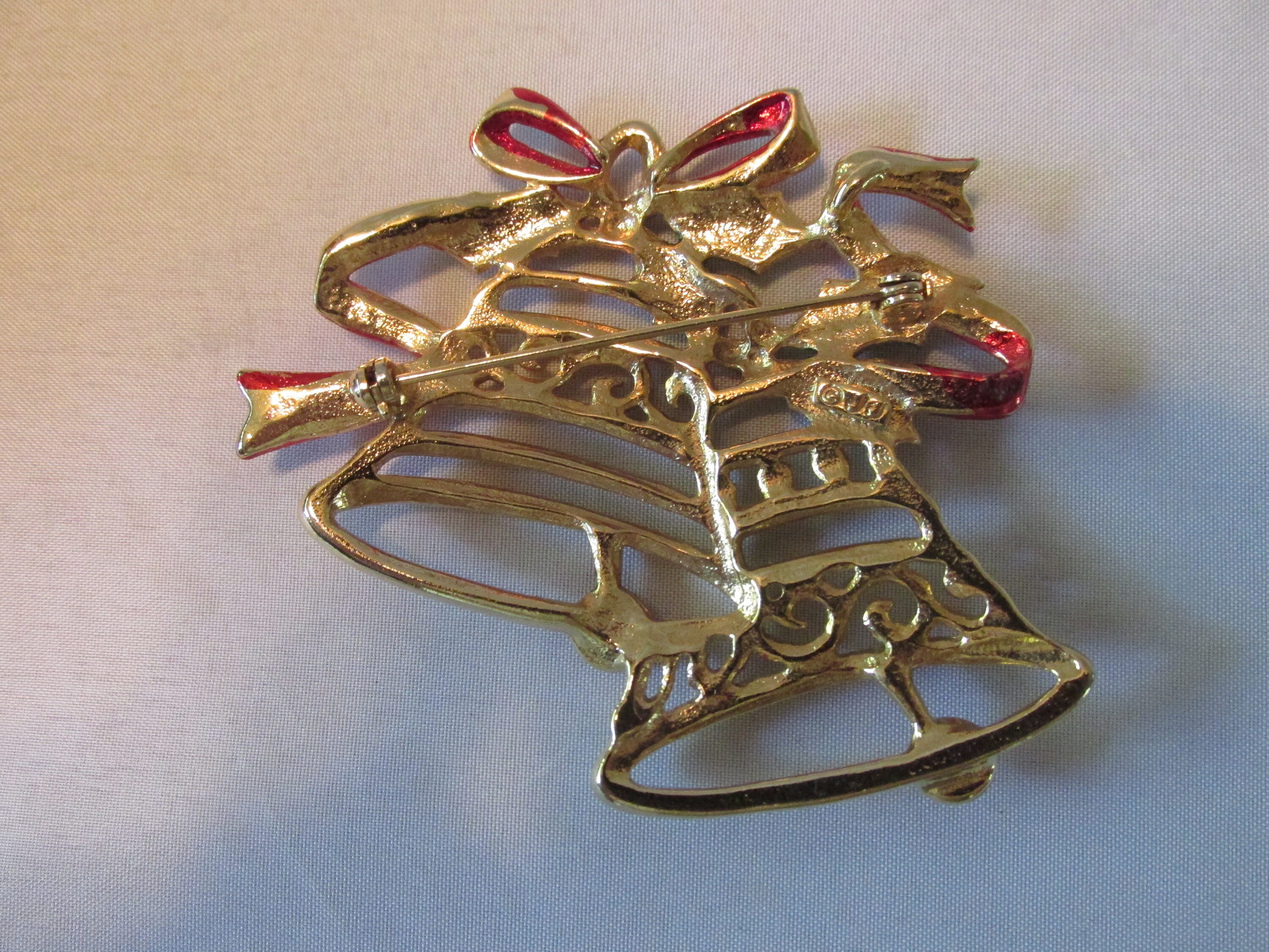Vintage Signed Christmas Bells Pins / Brooches 1970s Gold - Etsy
