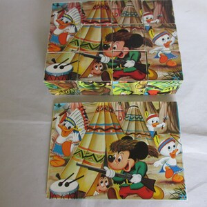 Vintage Disney Mickey Mouse Puzzle Blocks in Original Handled Box - 6 ...