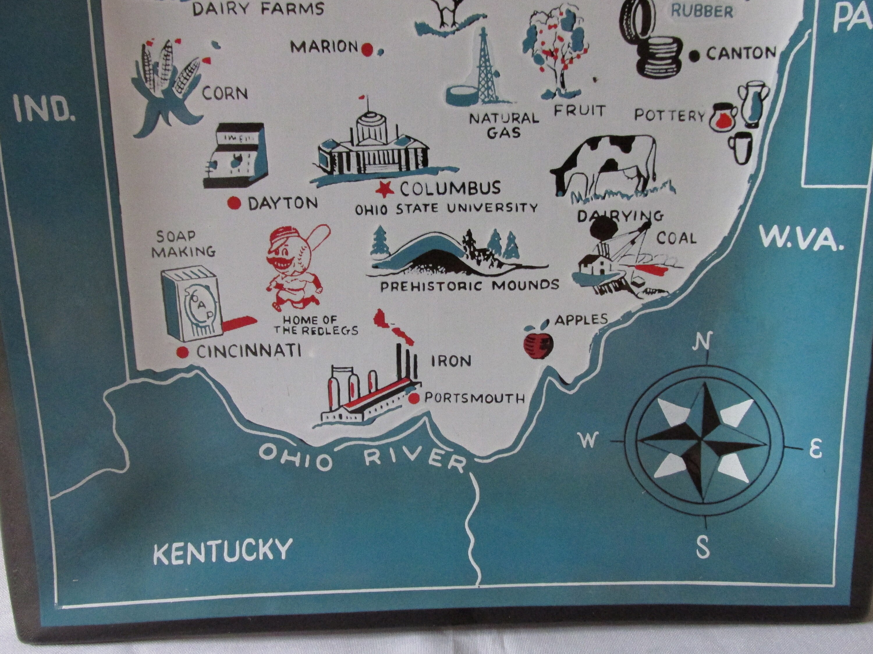 Vintage State of Ohio Rectangular Glass Collector Plate, Excellent ...