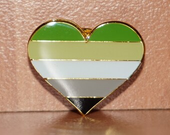 PRIDE Aromantic Sparkling Heart Emoji Enamel Pin - Etsy