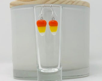 Fused Glass Candy Corn Earrings - Etsy