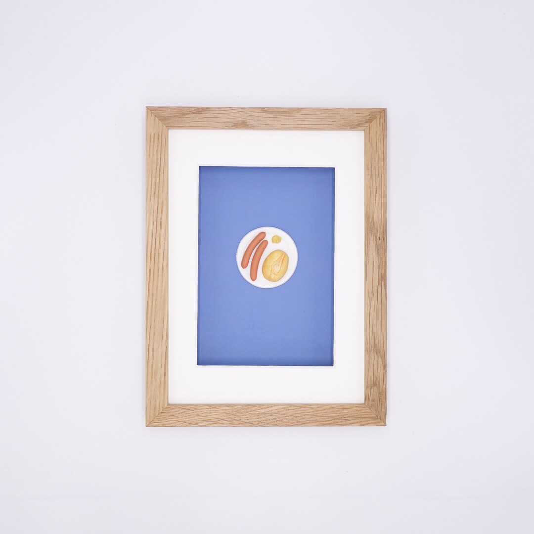 Miniature Vienna Sausages With Bread Rolls in a Real Wood Frame ...