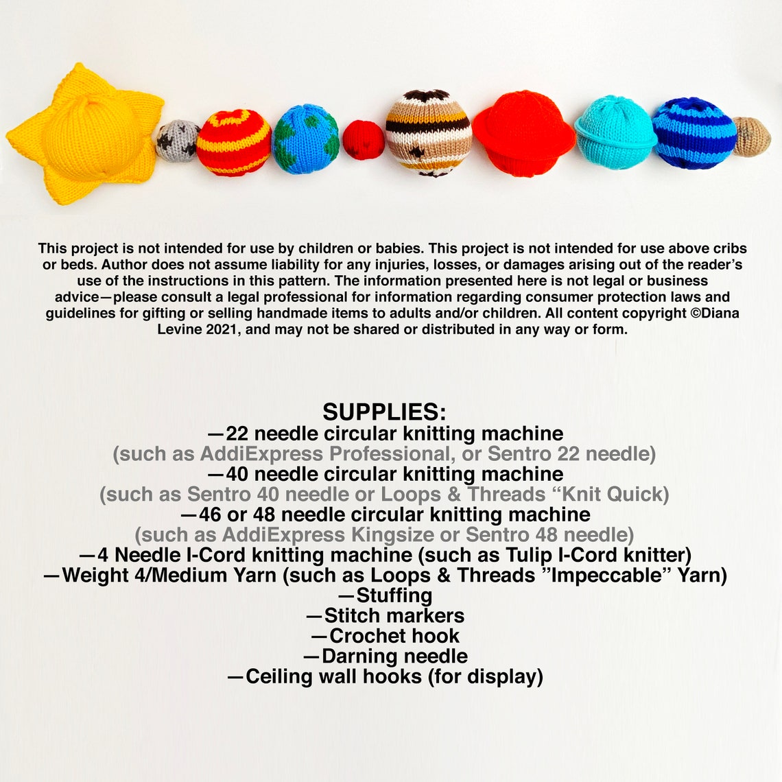 Knit Solar System! (PATTERN PDF for 22, 40, and 46 or 48 Needle ...