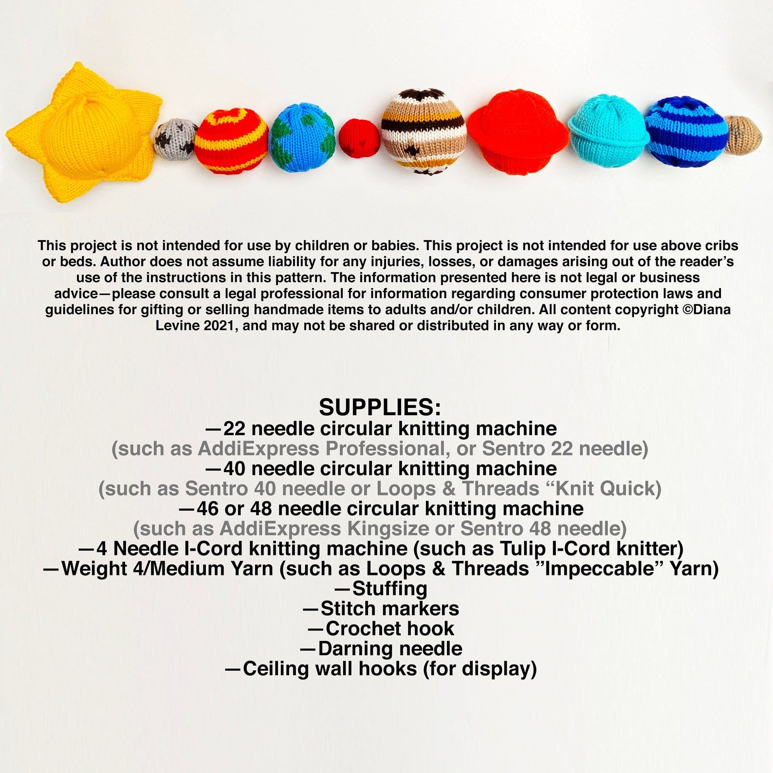 Knit Solar System! (PATTERN PDF for 22, 40, and 46 or 48 Needle ...