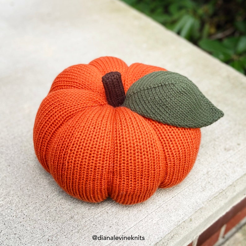 Large Pumpkin & Leaf (PATTERN PDF for 22, 40, and 46/48 Needle Addi and ...