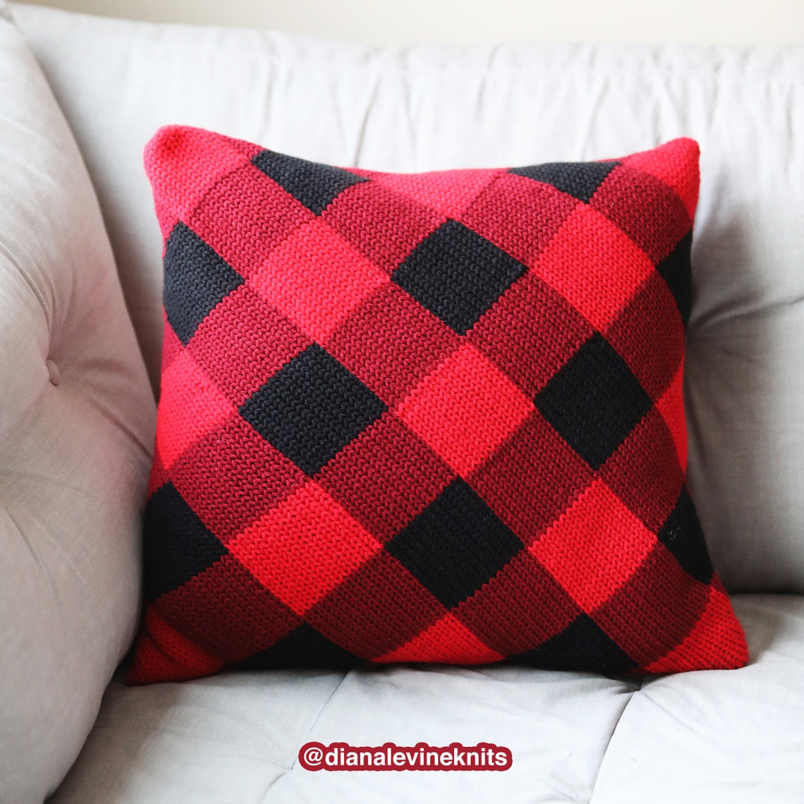 Plaid Throw Pillow PATTERN PDF for 22 Needle Circular - Etsy