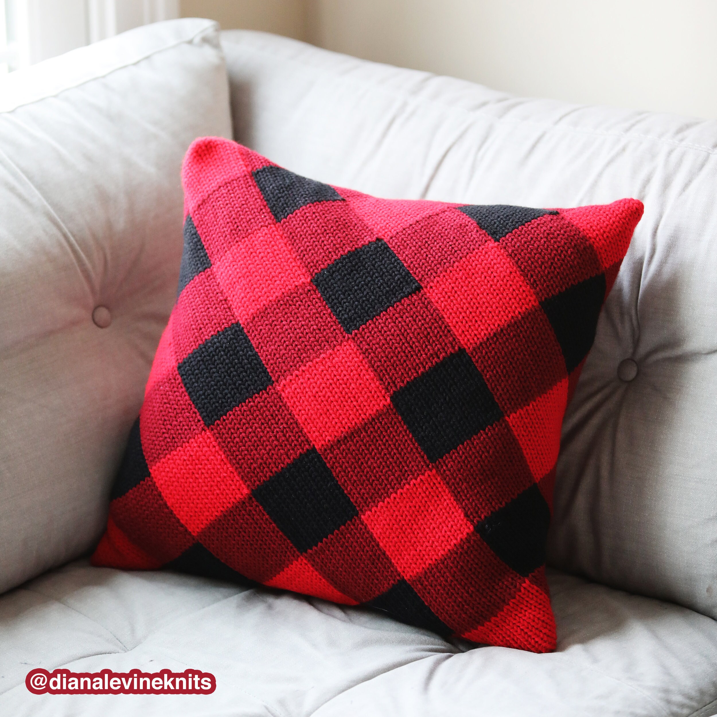 Plaid Throw Pillow PATTERN PDF for 22 Needle Circular - Etsy