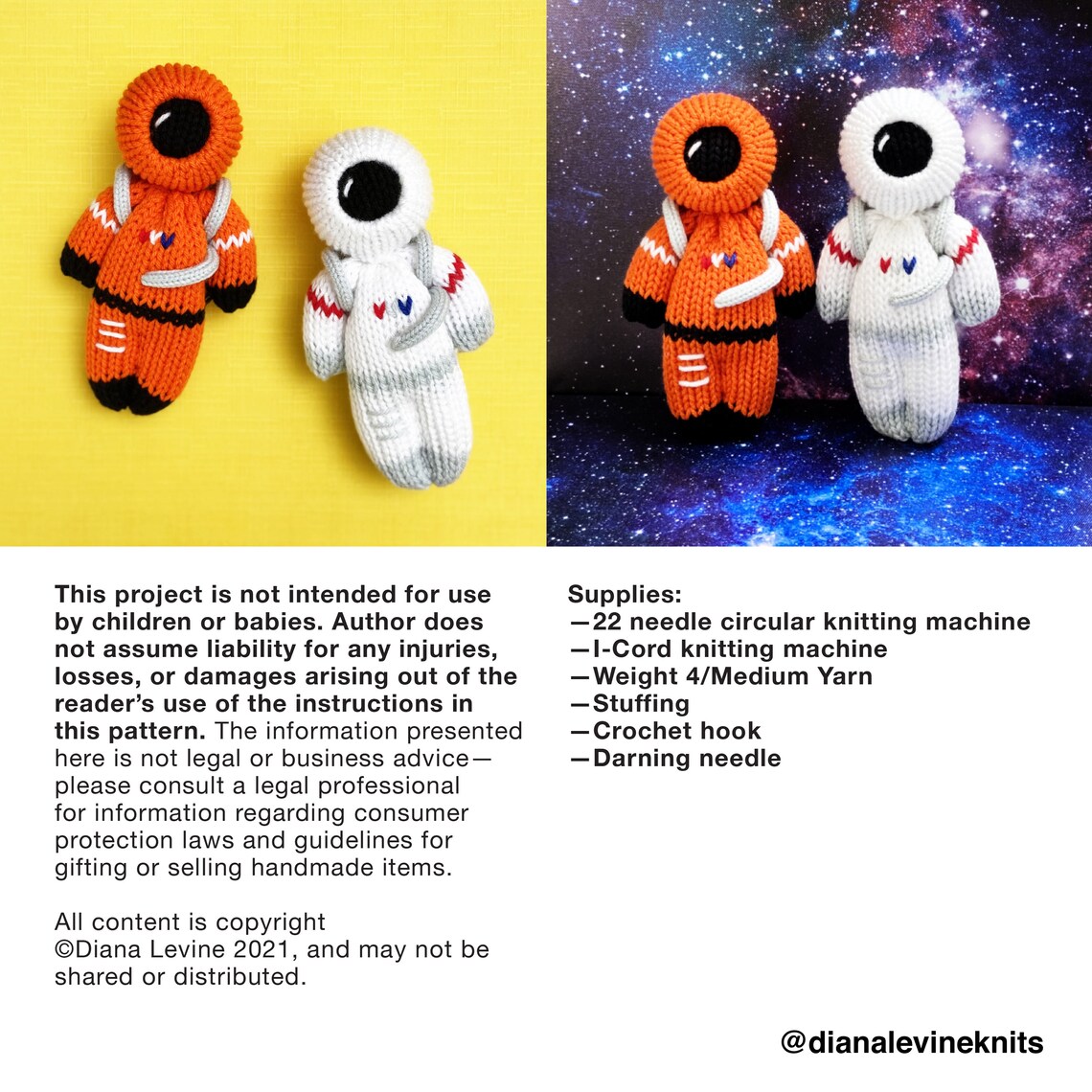 Astronaut Knitting Machine PATTERN for 22 Needle - Etsy