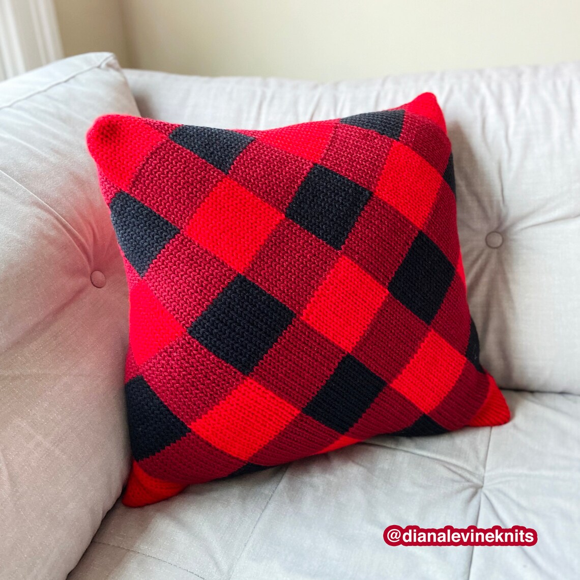Plaid Throw Pillow PATTERN PDF for 22 Needle Circular - Etsy