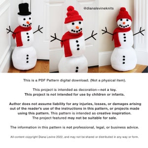 Life-size Snowman! (2.5' Tall) PATTERN PDF for 46/48 and 22 Needle ...