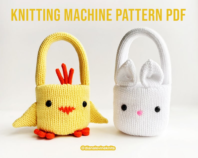 Easter Bunny & Chick Bags PATTERN for 46 or 48 Needle AND 22 | Etsy