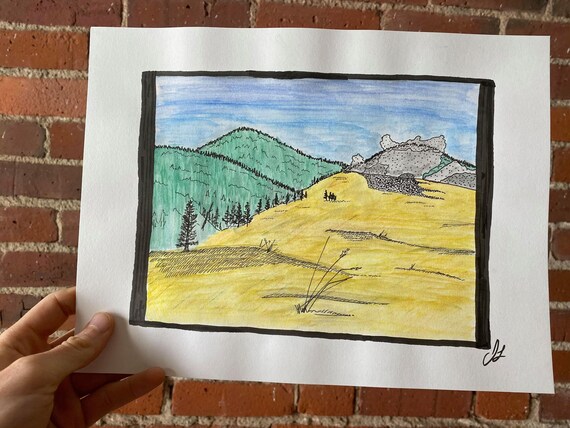 Valles Caldera Original Drawing | Etsy