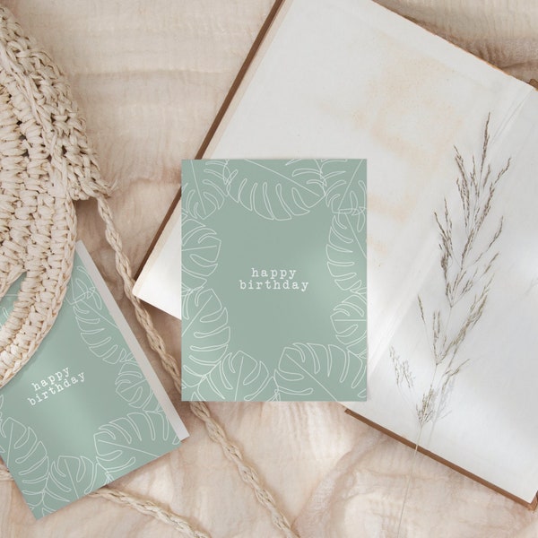 Monstera Birthday Card - Etsy Israel