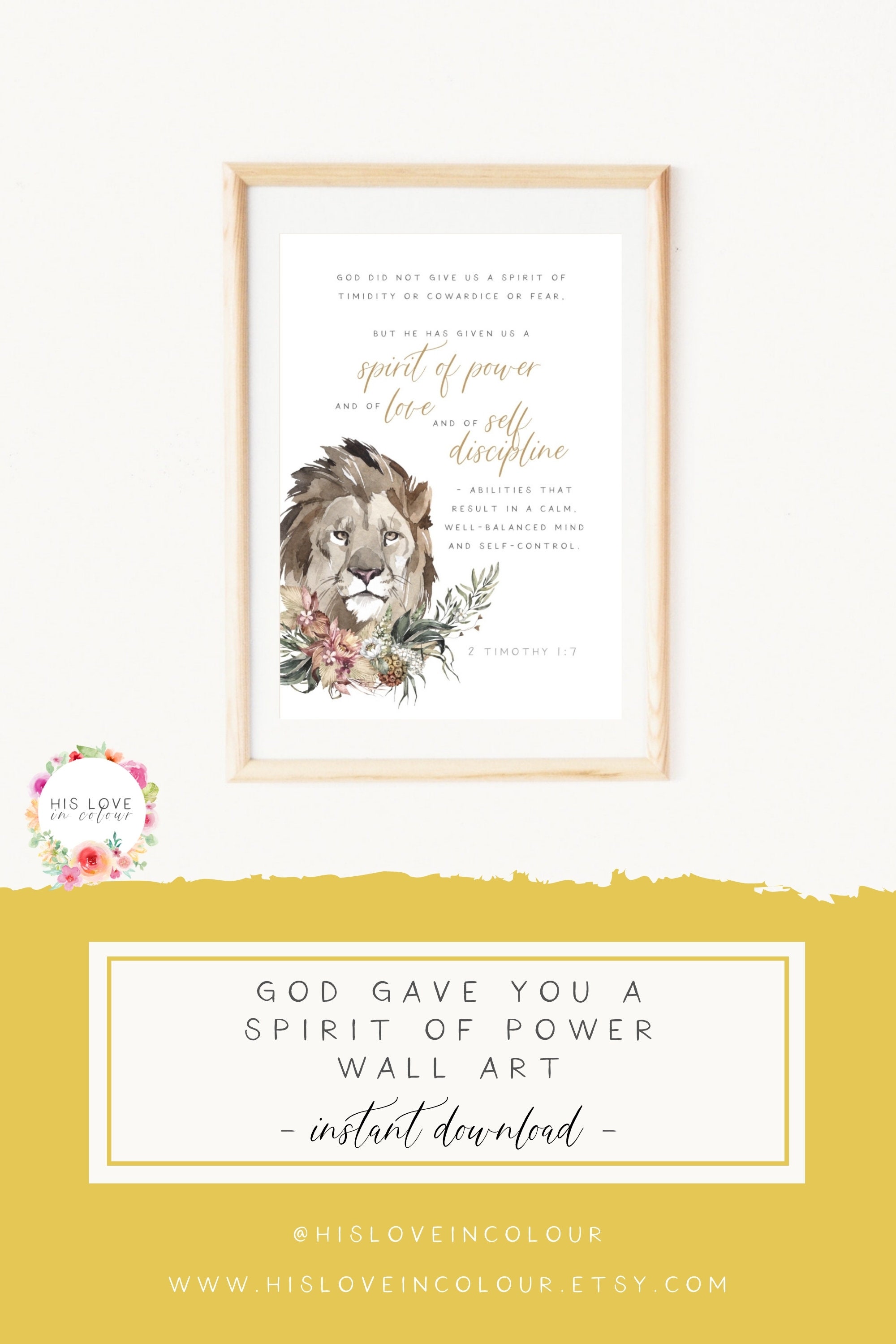 2 Timothy 1:7 | Christian Printable Quotes Wall Decor | Spirit of Power ...