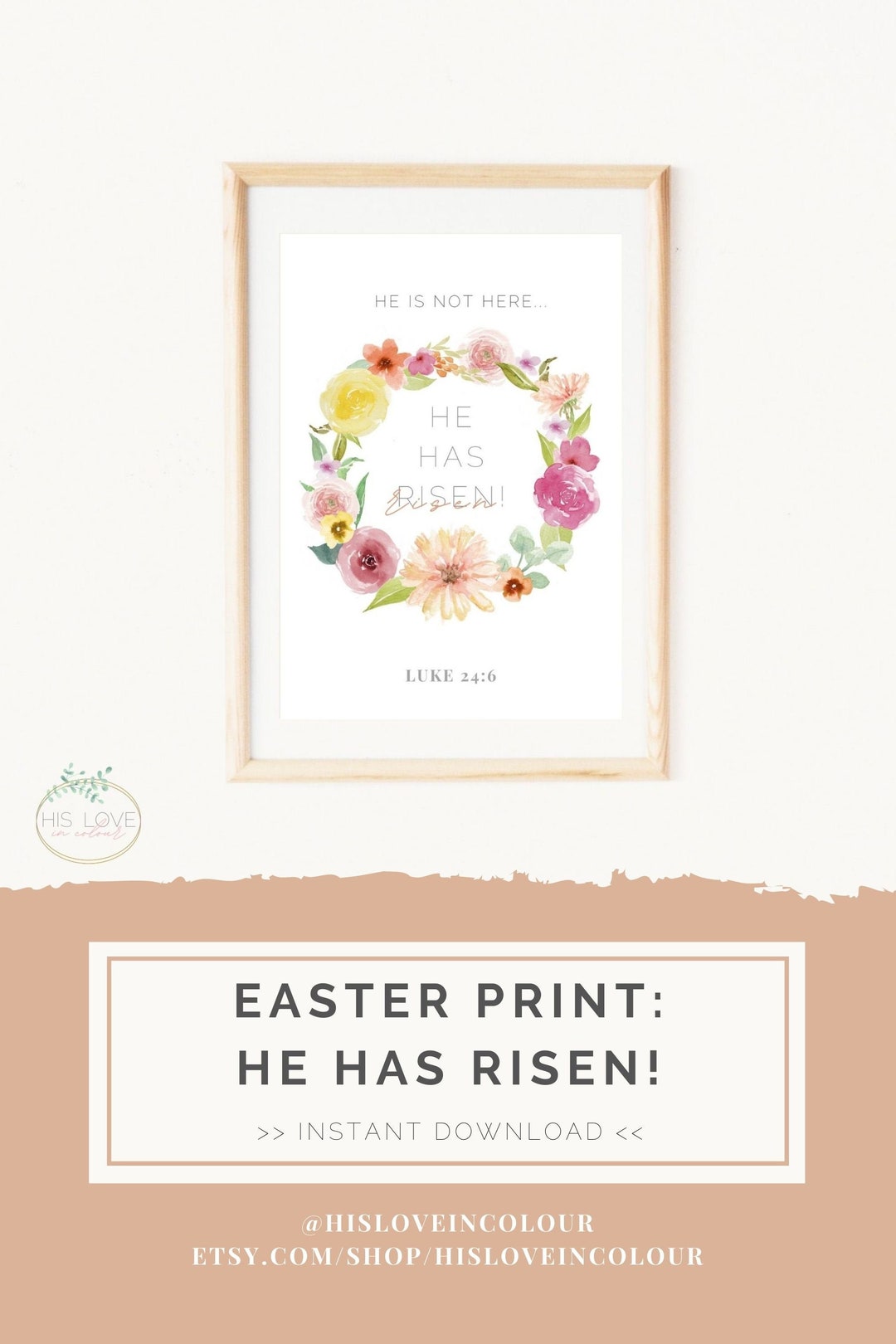 Luke 24:6 He Has Risen. Decor Easter Print Download. Scripture Verse ...