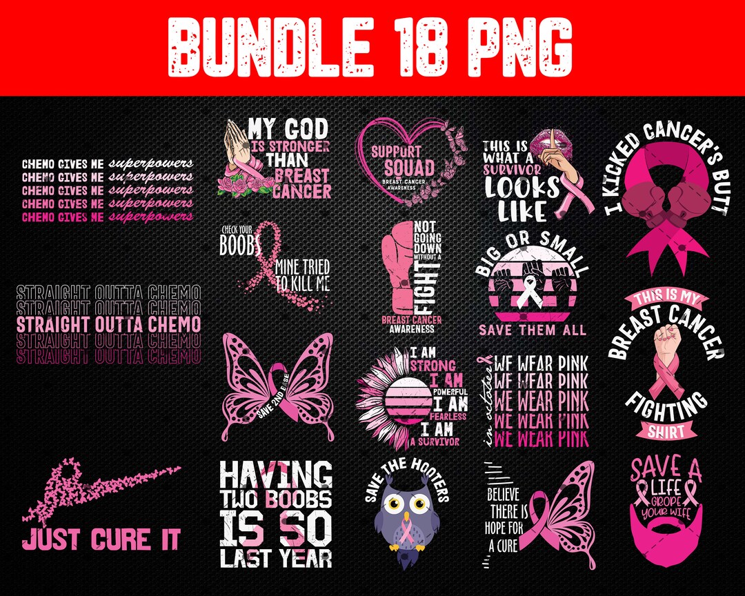 Breast Cancer PNG Bundle, Cancer PNG, Cancer Awareness, Instant ...
