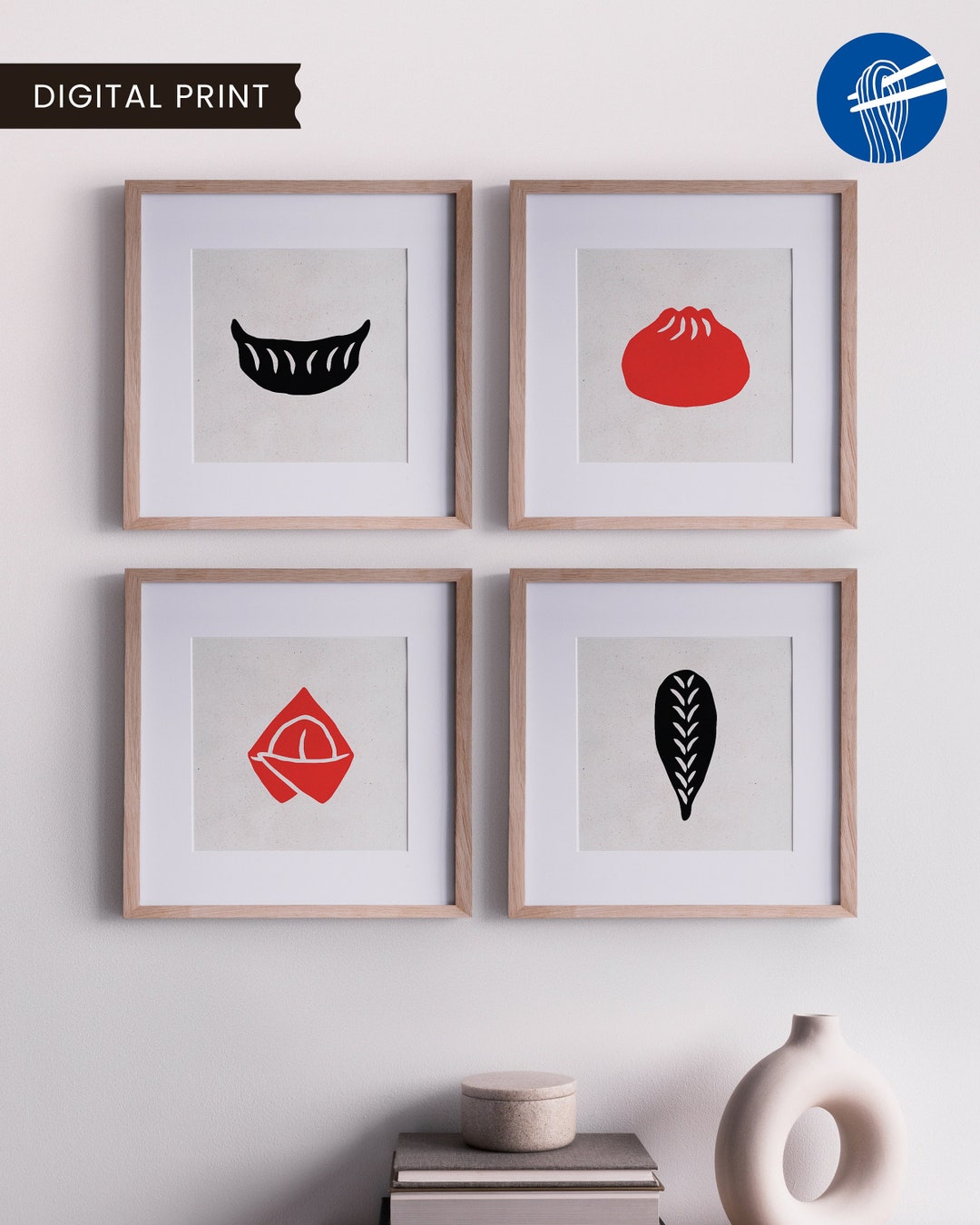 Digital Printable Posters Bundle | Chinese Dumplings | Minimalist ...
