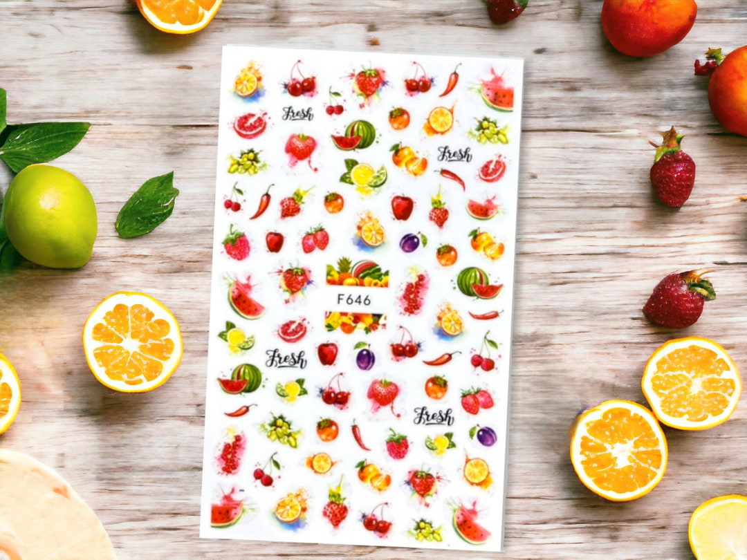 Fruits Nail Sticker, Fruit Nail Stickers, Fruit Nail Decals, Fruit ...