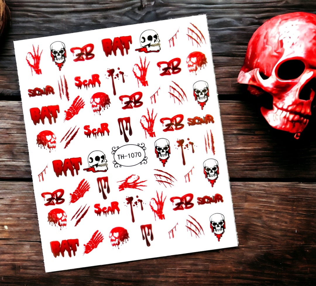 Halloween Stickers, Blood Nail Stickers, Skull Nail Stickers, Skulls ...