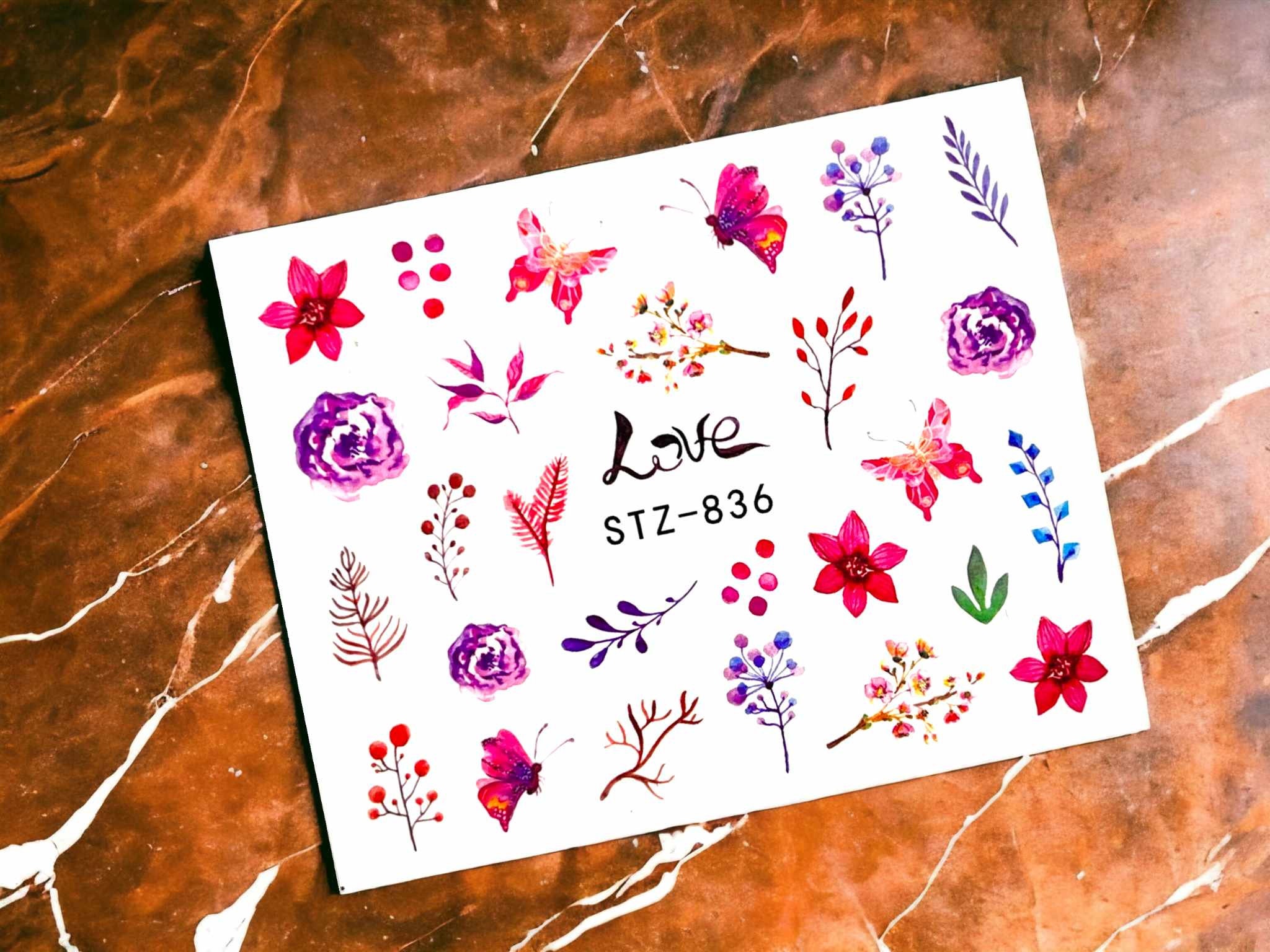 Vintage Flowers Water Decal Sticker, Water Decal Nail Sticker, Flowers ...