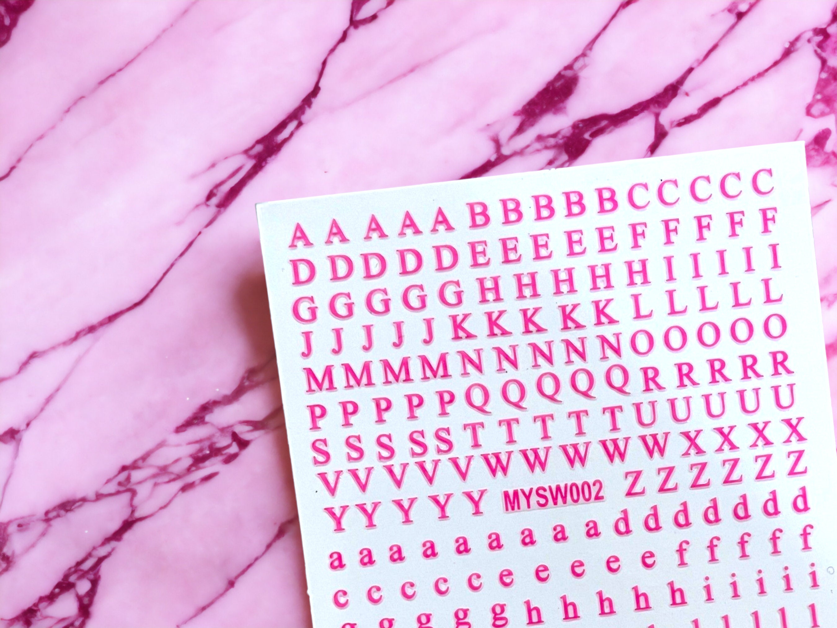 Hot Pink Letters Sticker, Pink Alphabet Sticker, Pink Letters Nail ...