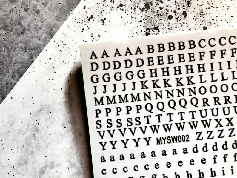 Black Letters Sticker, Black Alphabet Sticker, Black Letters Nail ...