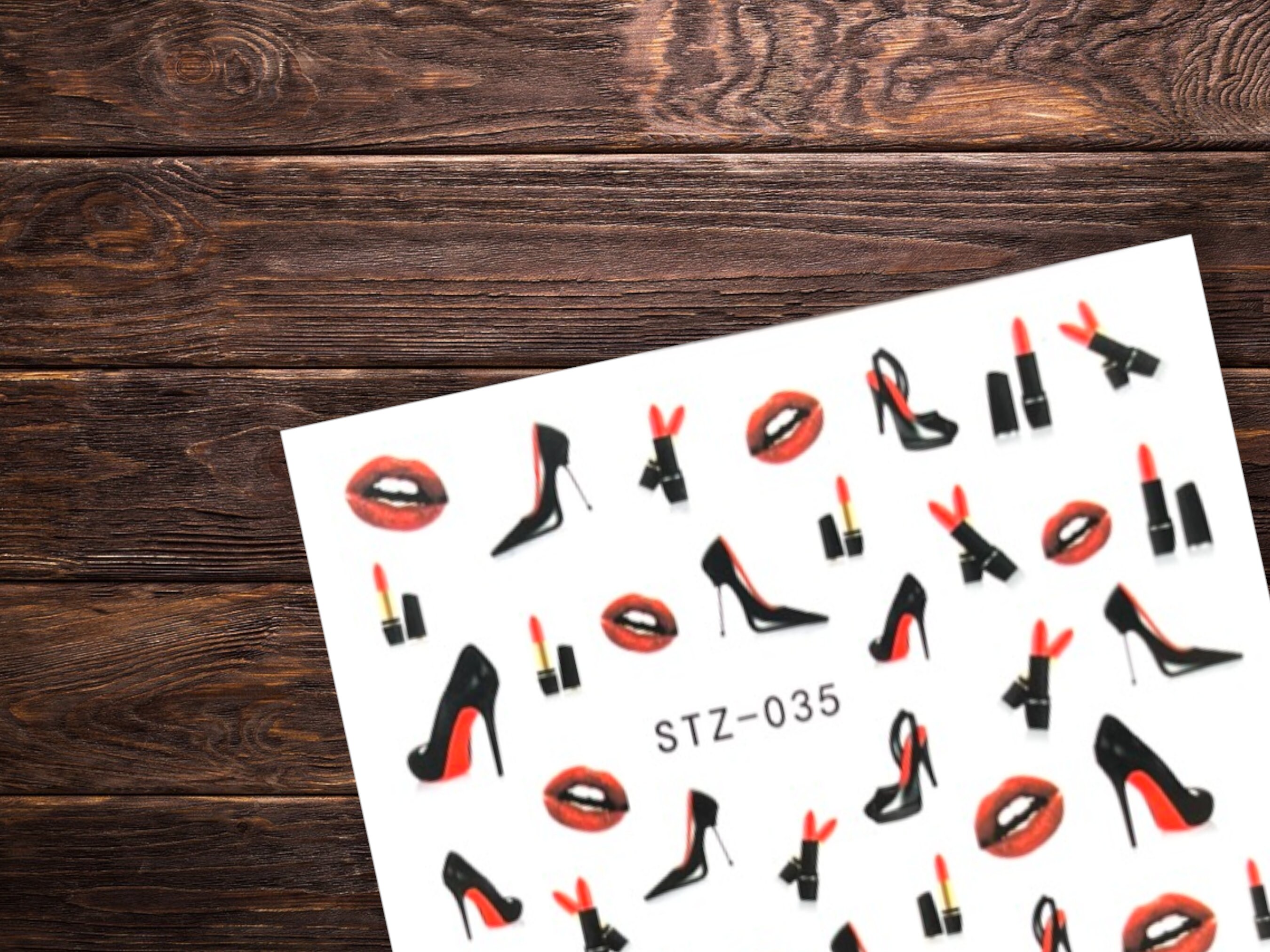 Heels Water Decal Sticker, Black and Red Heels Water Decal Nail Sticker ...