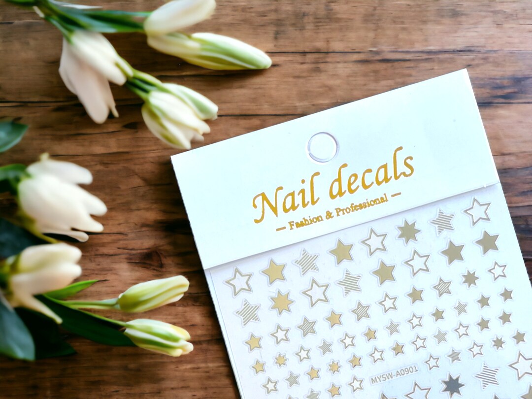 Silver Stars Nail Stickers, Silver Stars Nail Decals, Silver Star ...