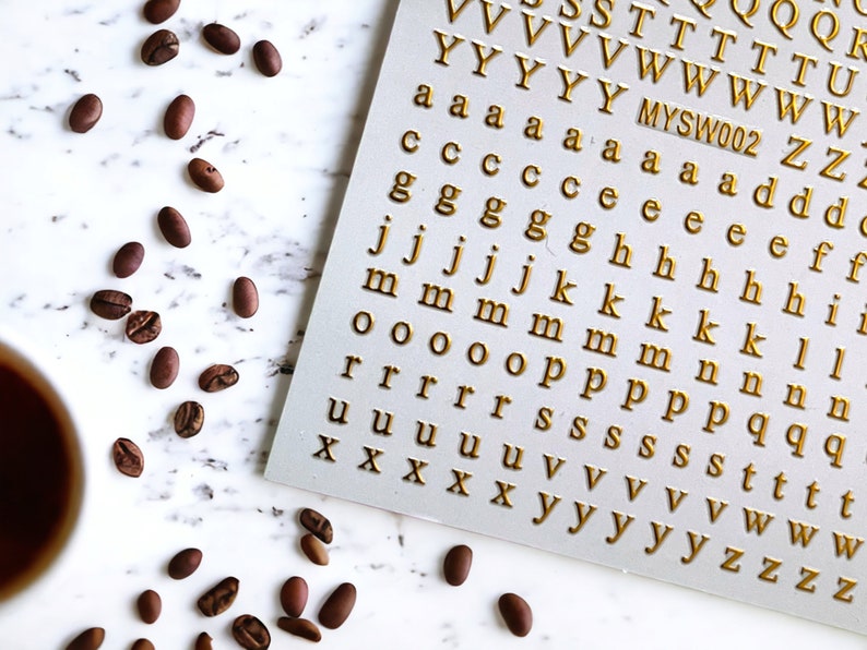 Gold Letters Sticker, Gold Alphabet Sticker, Gold Letters Nail Sticker ...