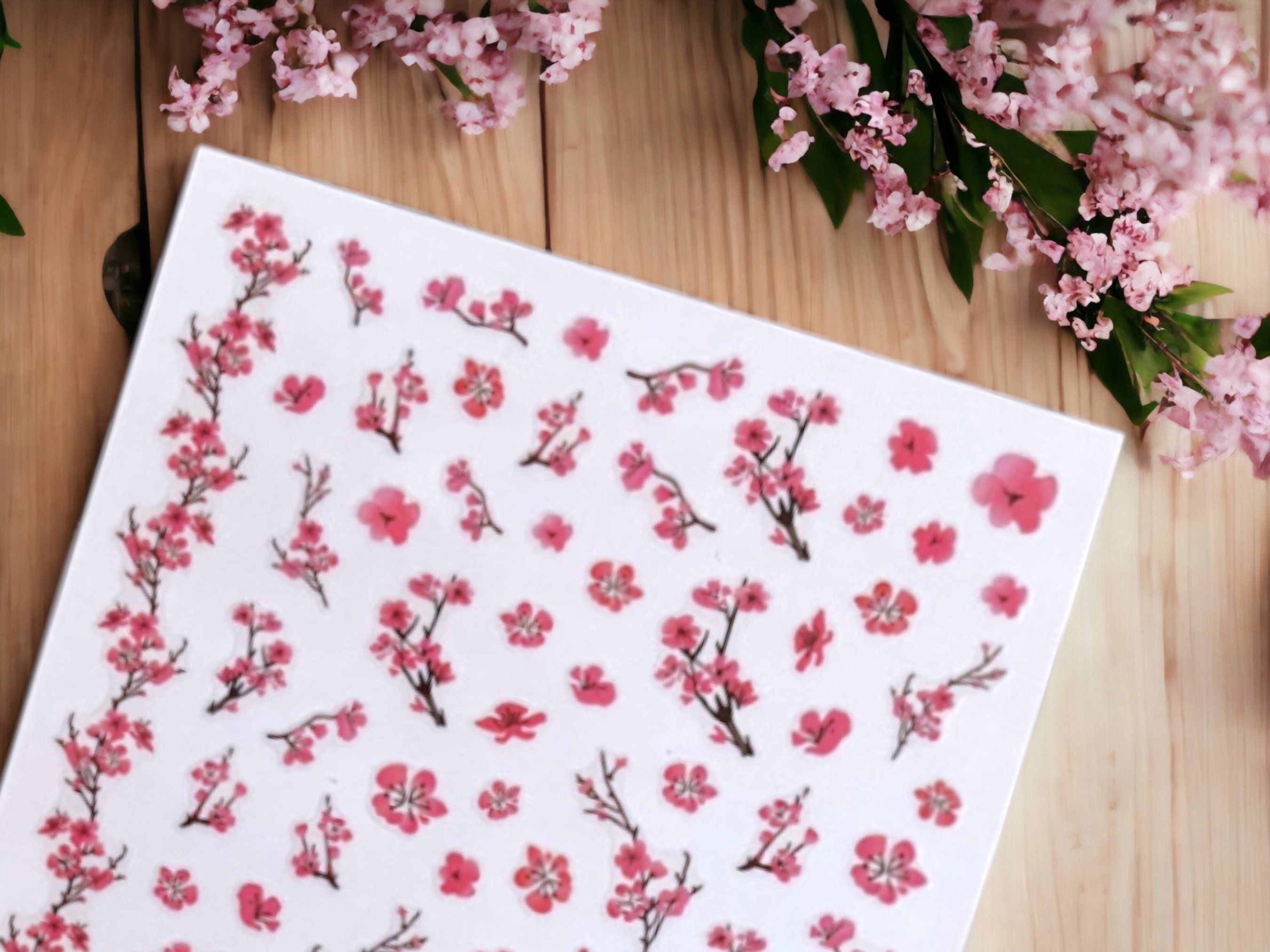 Pink Flower Nail Stickers, Cherry Blossom Nail Sticker, Pink Flower ...