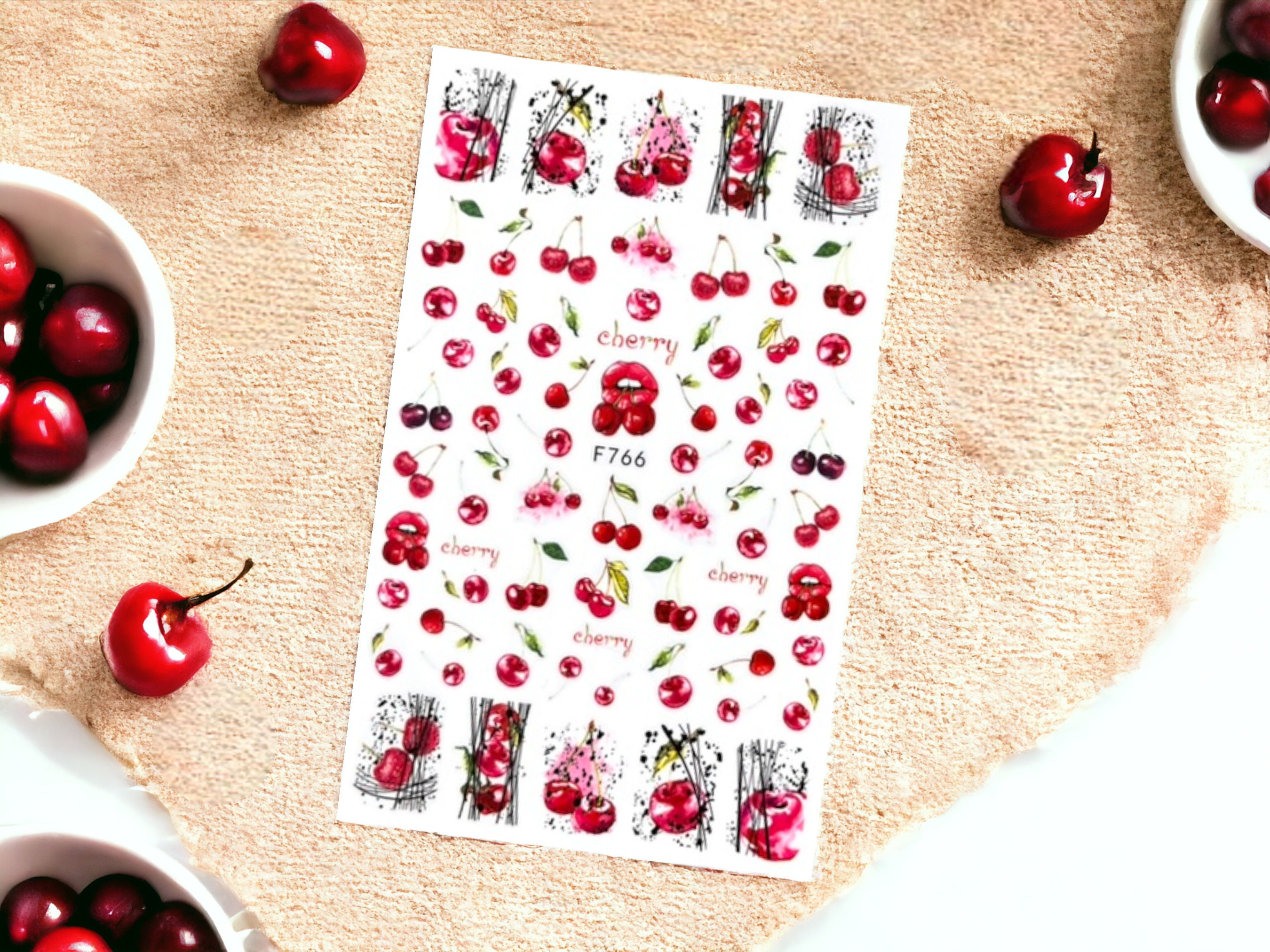 Cherry Nail Sticker, Cherry Nail Stickers, Cherry Nail Decals, Cherry ...