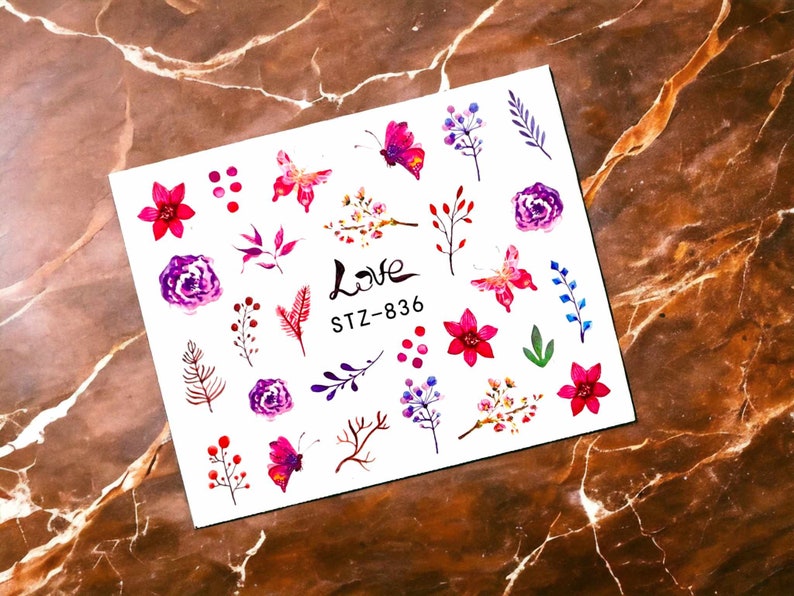 Vintage Flowers Water Decal Sticker, Water Decal Nail Sticker, Flowers ...