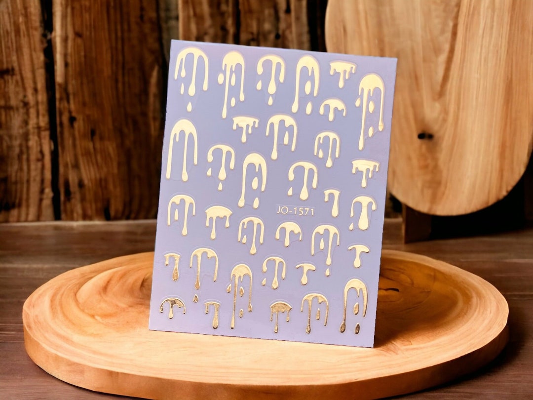 Gold Drips Nail Sticker, Drips Nail Decal, Nail Decal, Nail Stickers ...