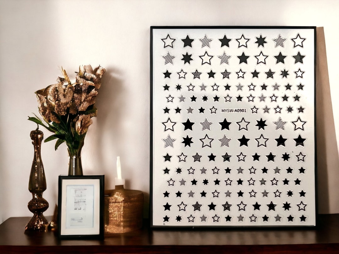 Black Stars Nail Stickers, Black Stars Nail Decals, Black Star Stickers ...