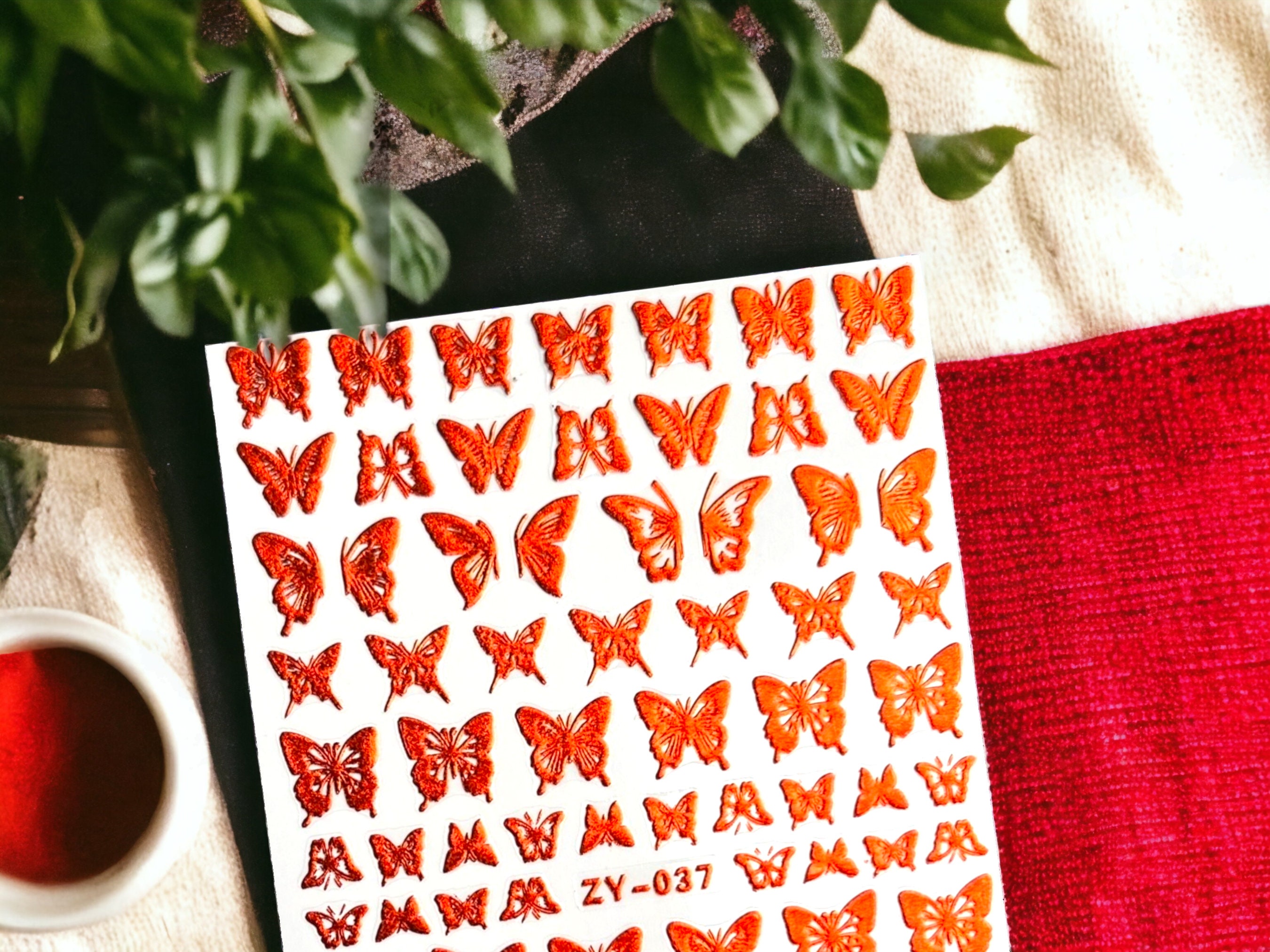 3D Butterfly Sticker, Red Butterfly Sticker, Butterfly Nail Sticker ...