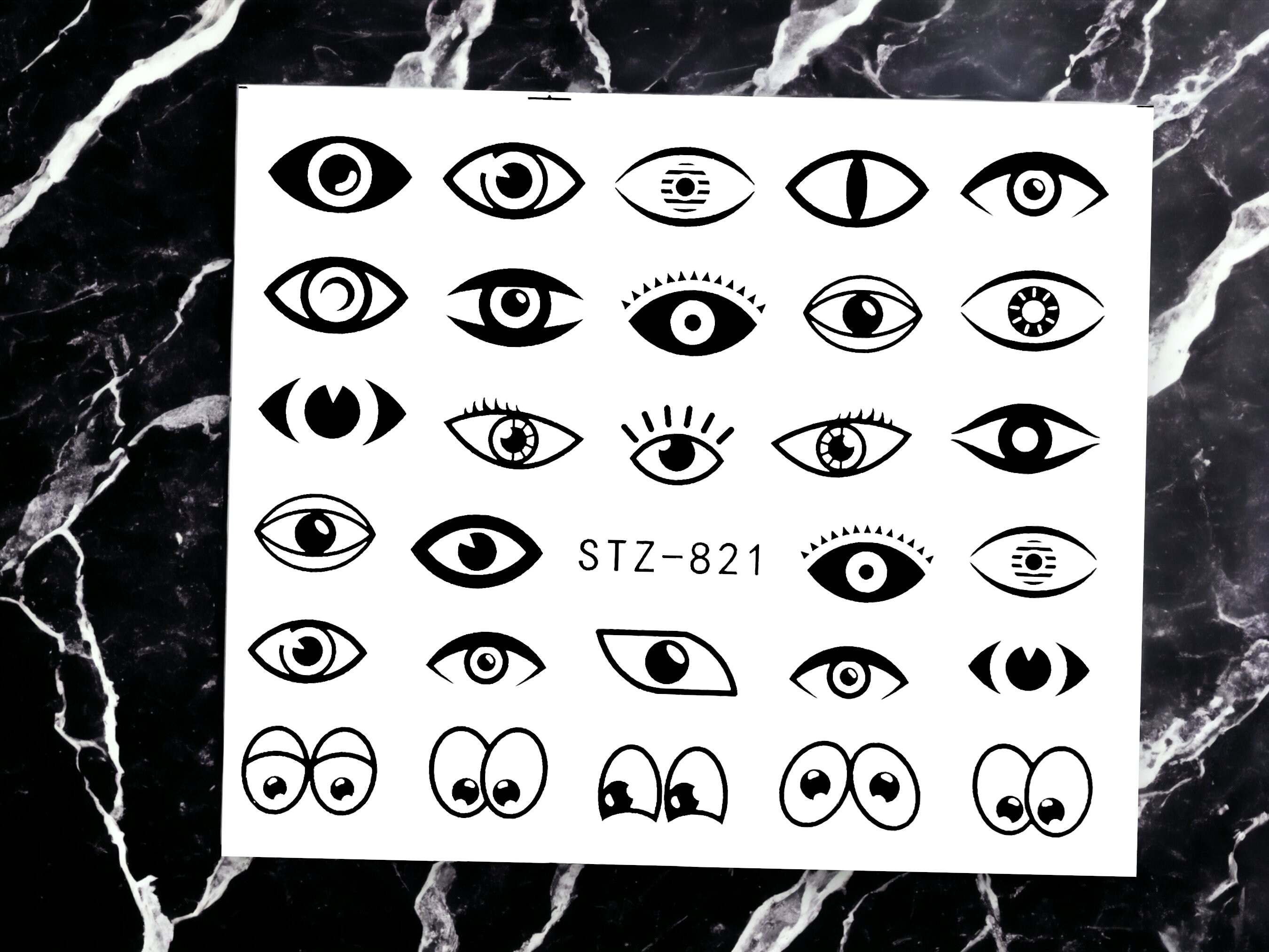 Black Eyes Water Decal Sticker, Eyes Water Decal Nail Sticker, Black ...