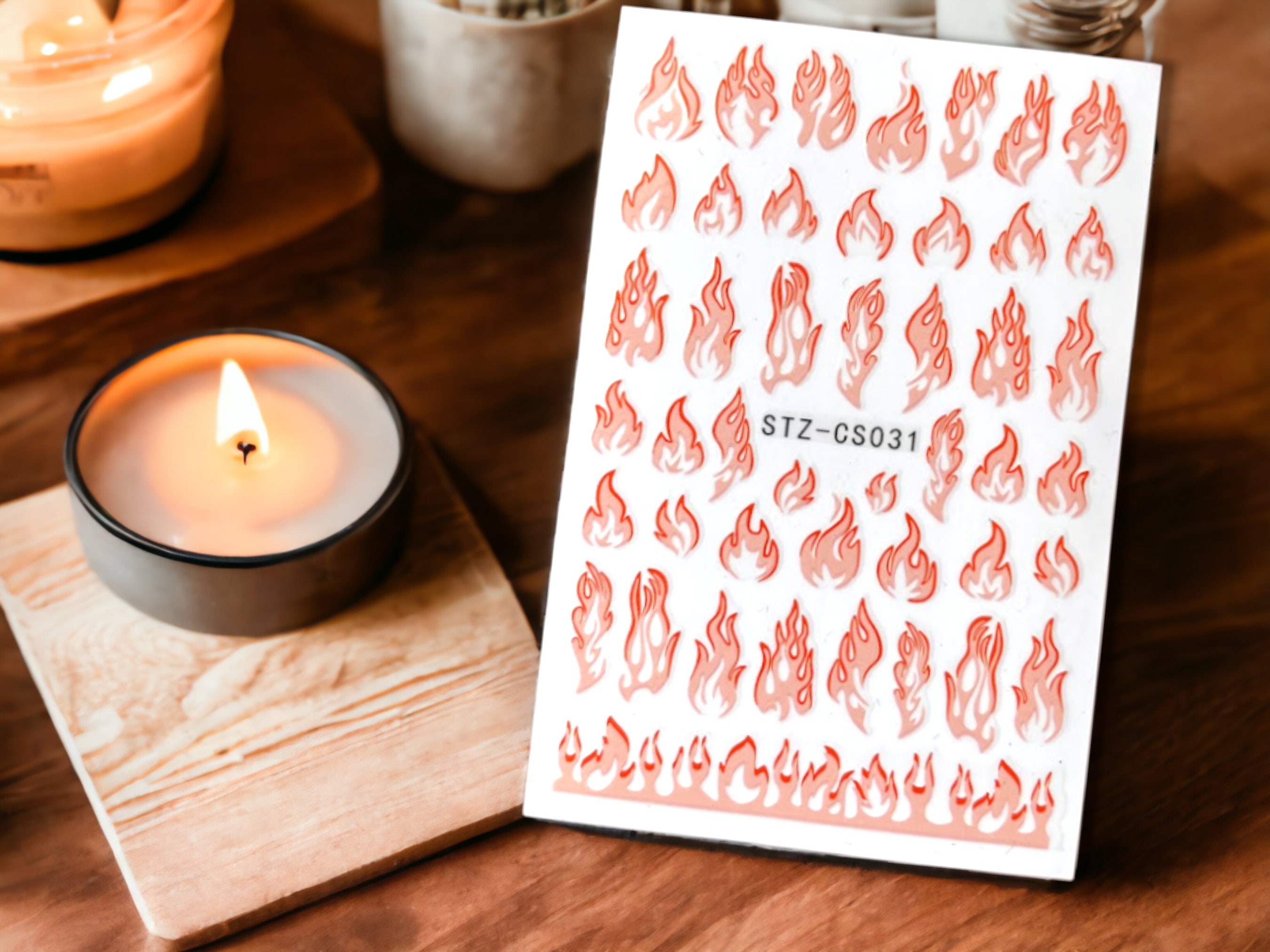 Pink and Red Fire Nail Sticker, Pink Fire Sticker, Pink Fire Nail ...