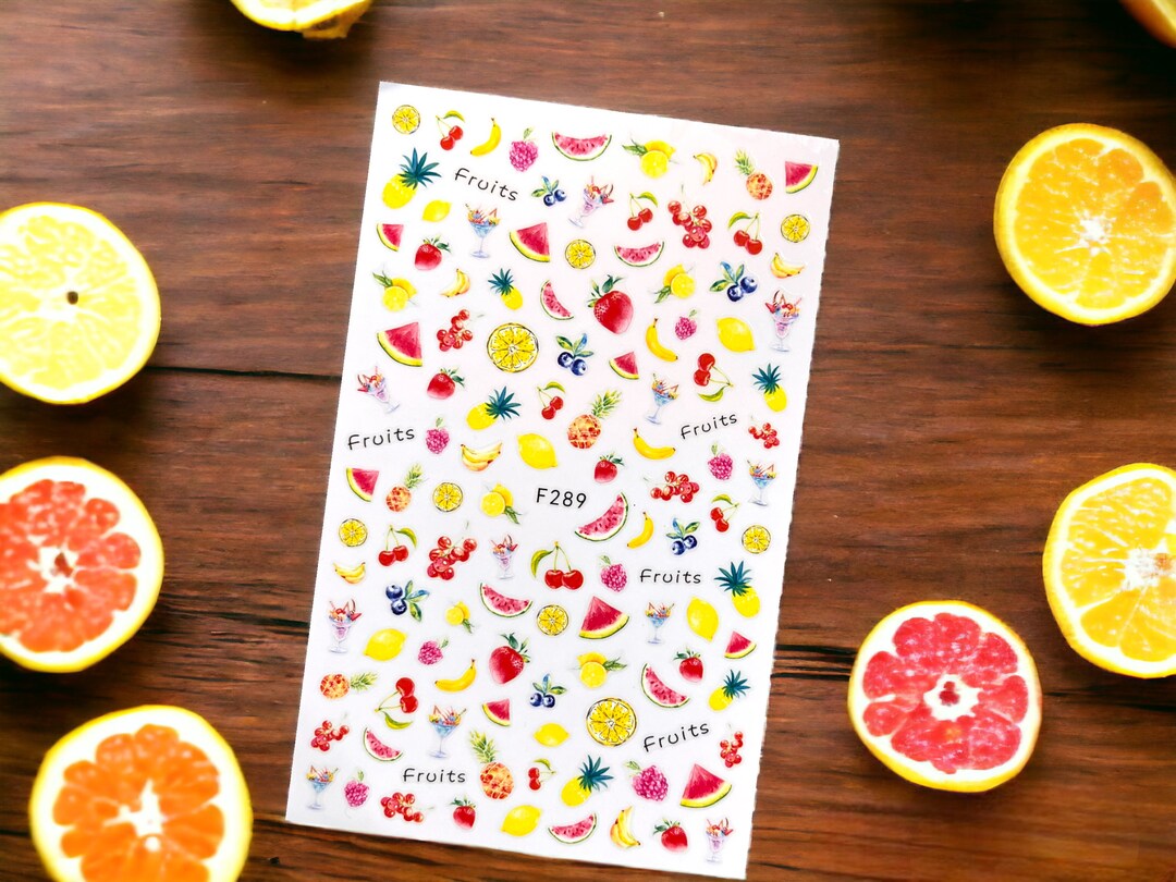 Fruits Nail Sticker, Fruit Nail Stickers, Fruit Nail Decals, Fruit ...