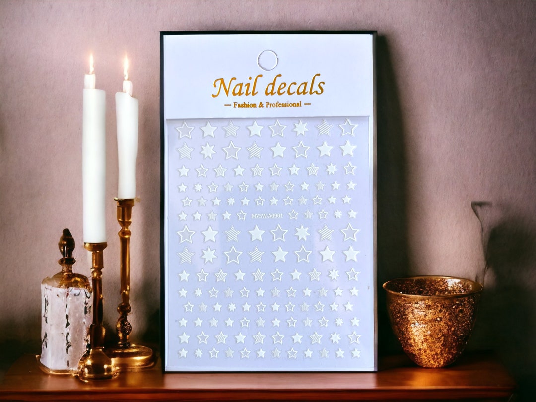 White Stars Nail Stickers, White Stars Nail Decals, White Star Stickers ...