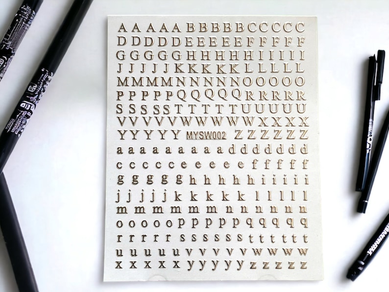 Silver Letters Sticker, Silver Alphabet Sticker, Silver Letters Nail ...