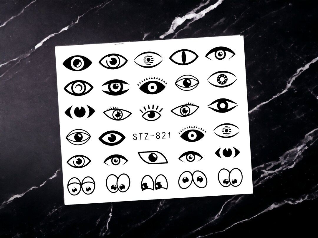 Black Eyes Water Decal Sticker, Eyes Water Decal Nail Sticker, Black ...
