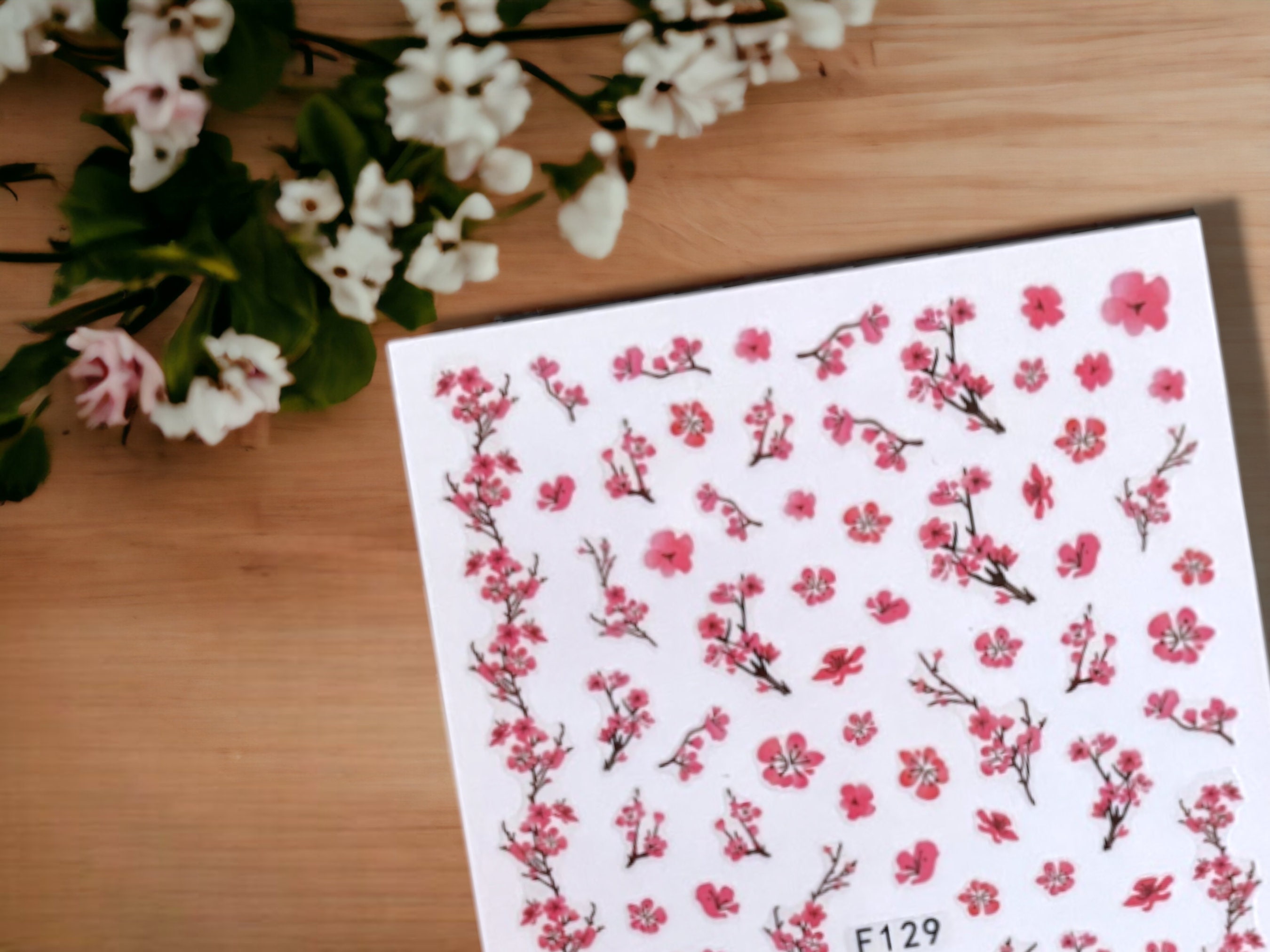 Pink Flower Nail Stickers, Cherry Blossom Nail Sticker, Pink Flower ...