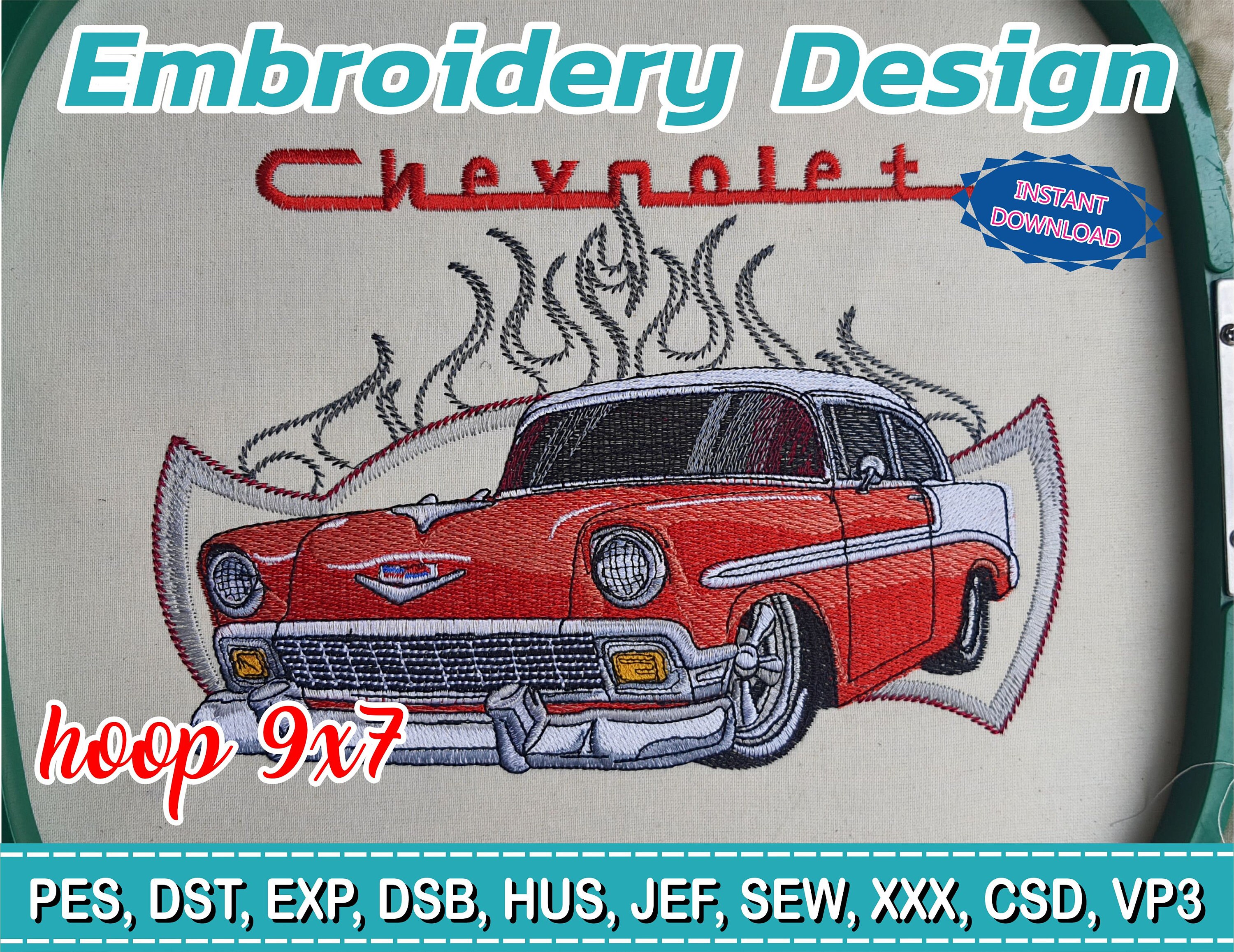Embroidery Design / Chevrolet Bel Air / 4 Different Sizes / INSTANT ...