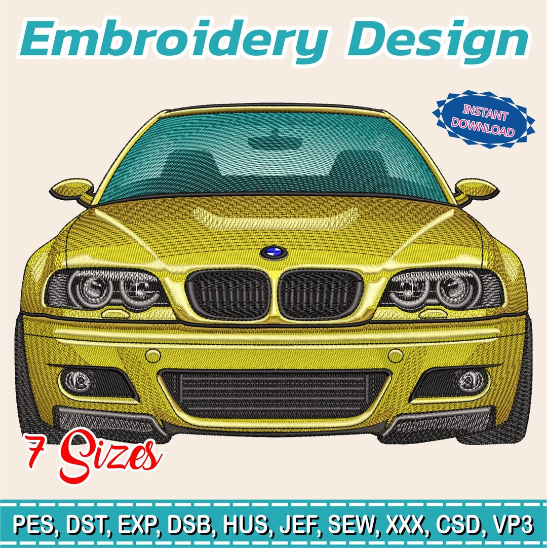 Embroidery Design / BMW M3 E46 2000 and 2006 / Sports Car /7 Different ...
