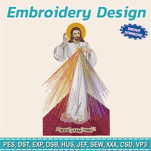 Divine Mercy Jesus Embroidery Design | Religious Catholic Art | Jezu ...