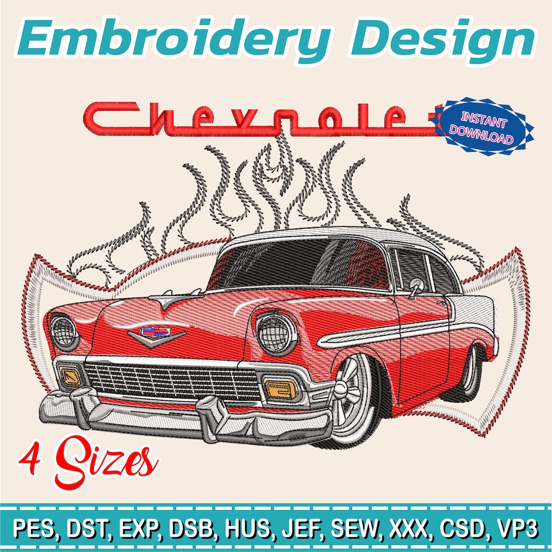 Embroidery Design / Chevrolet Bel Air / 4 Different (Instant Download ...