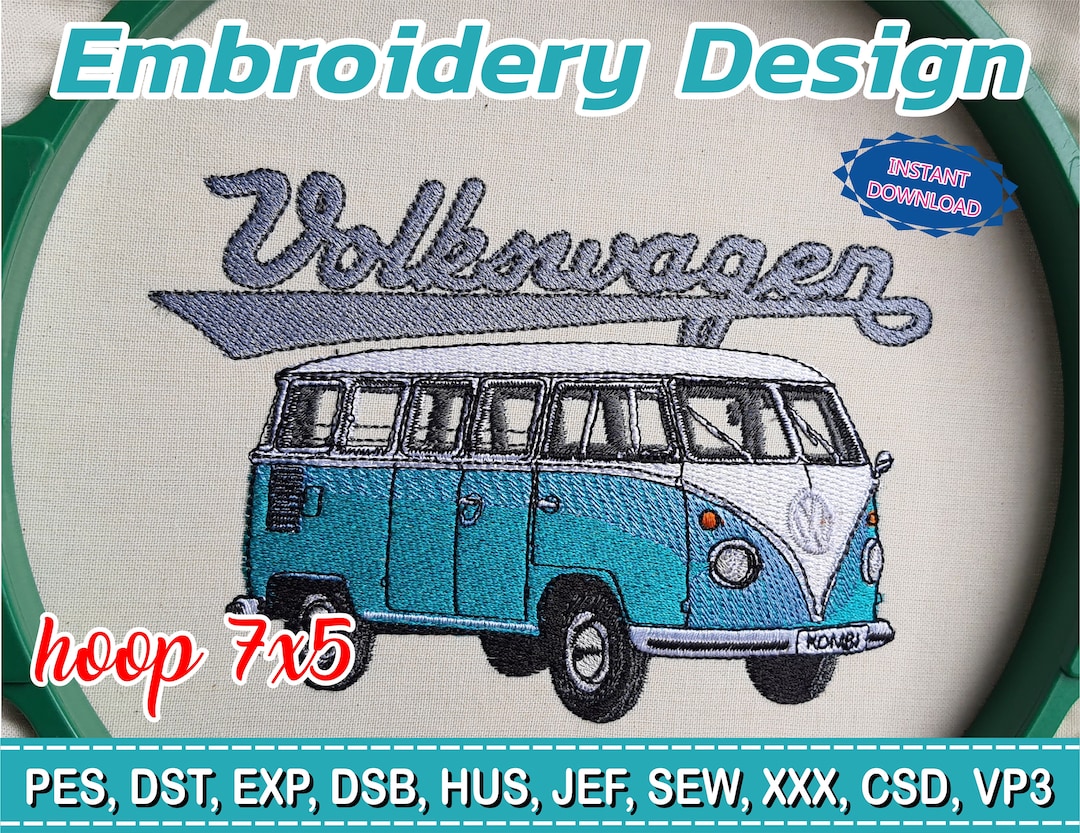 Embroidery Design / Volkswagen Camping Bus / 4 Different Sizes ...