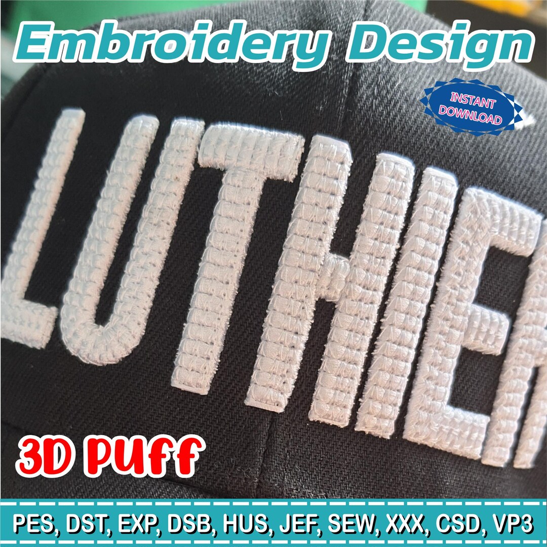 3D Puff Alphabet Embroidery Design for Cap | Chain Style Letters ...
