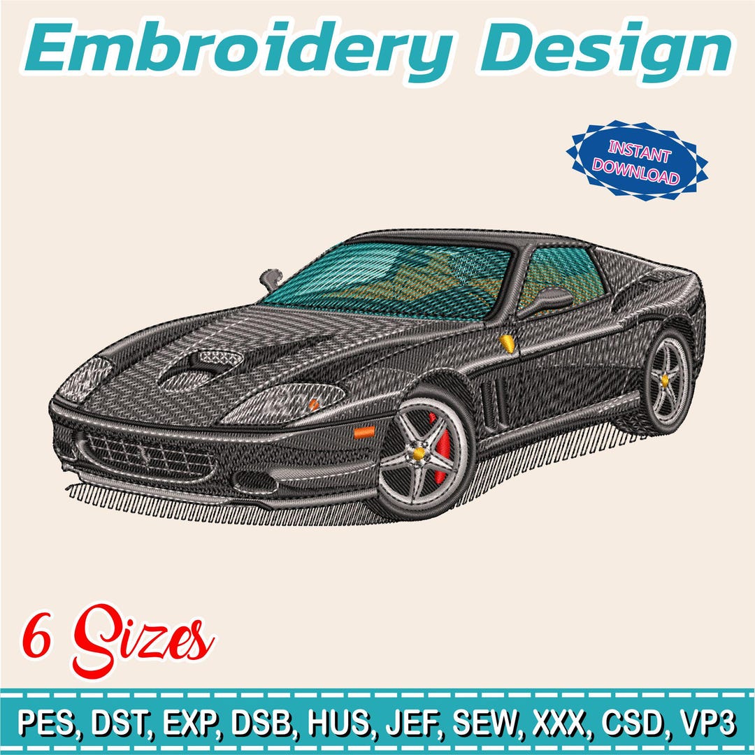 Embroidery Design / Ferrari 2005 / Sports Car / 6 Different Sizes ...